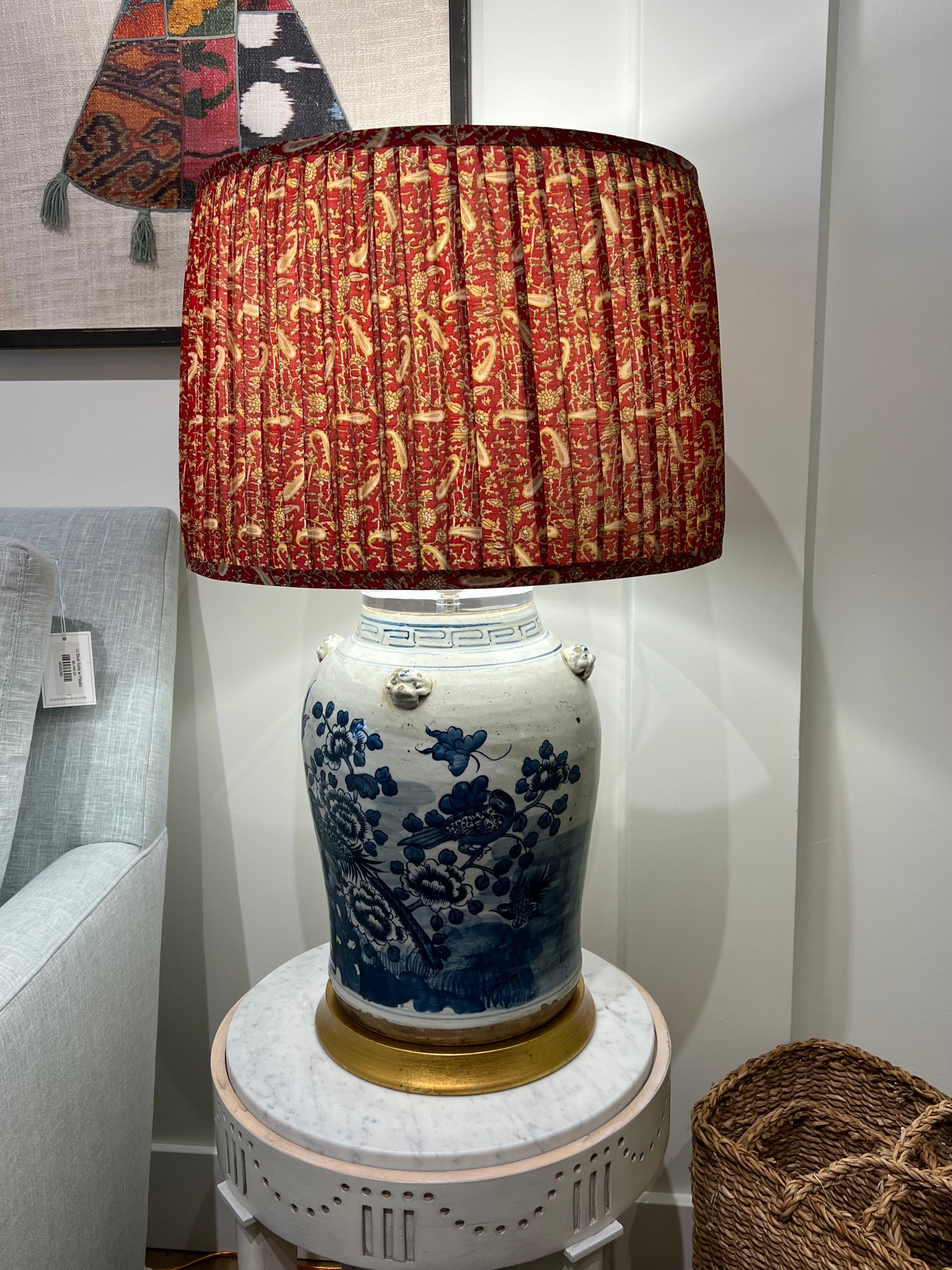 Blue and White Vintage Flower Bird Lamp – Alexandra Rae Interior Design